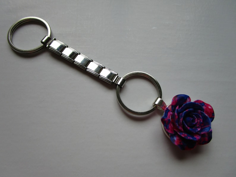Carved Rose Flower Style Silver Tone Charm Key Chain - Flower Chain Key ...