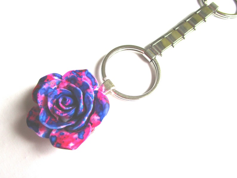 Carved Rose Flower Style Silver Tone Charm Key Chain Flower - Etsy