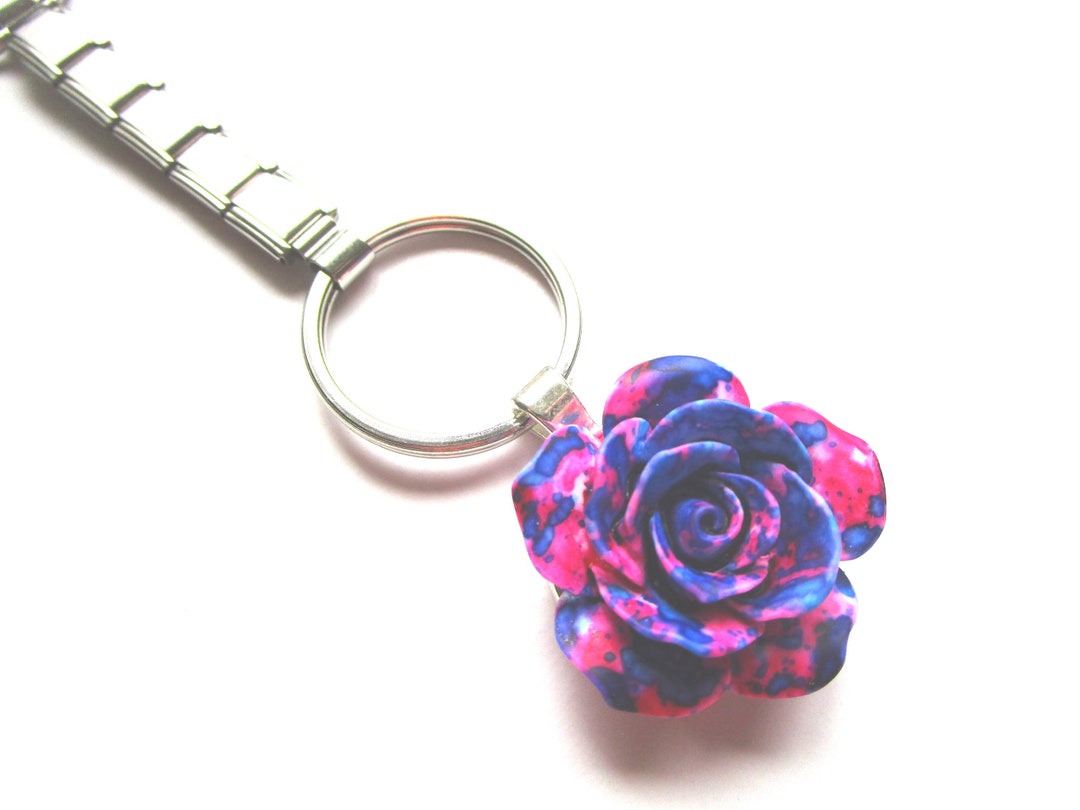 Carved Rose Flower Style Silver Tone Charm Key Chain - Flower Chain Key ...