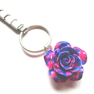 Carved Rose Flower Style Silver Tone Charm Key Chain - Flower Chain Key ...