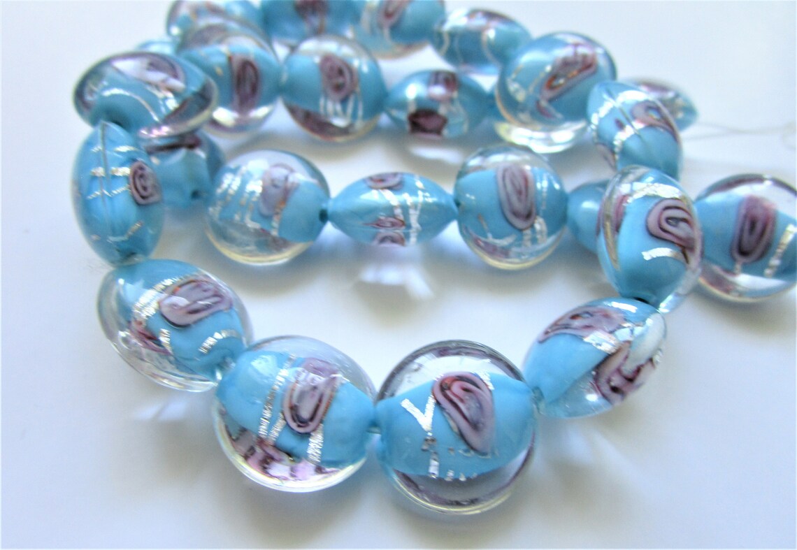 25 Blue Flower Helix Bead - Round Helix Bead - 16mm - Jewelry Bead ...