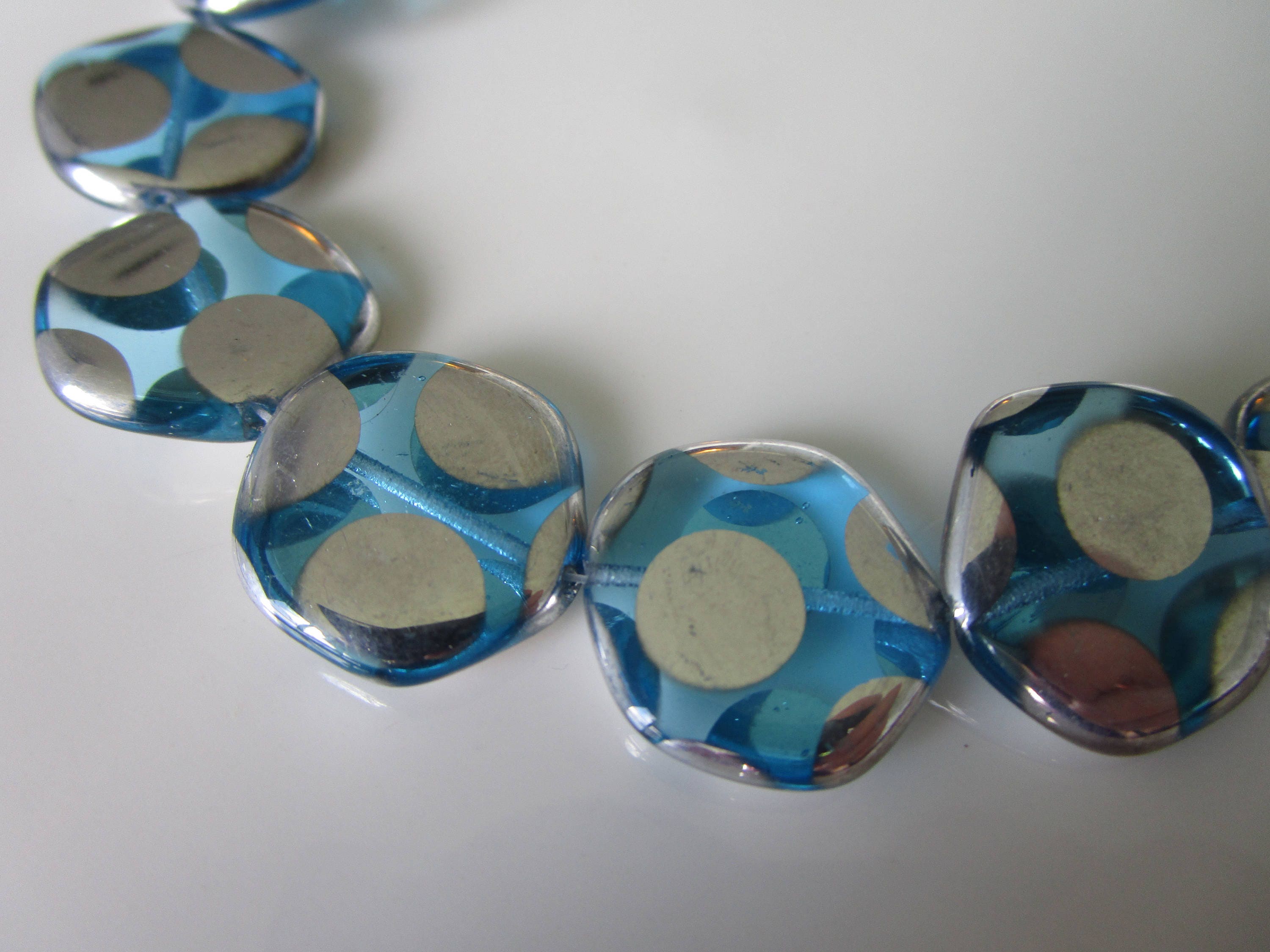 10 Round Blue/silver Helix Bead - Light Blue Round Helix Bead - 20mm ...