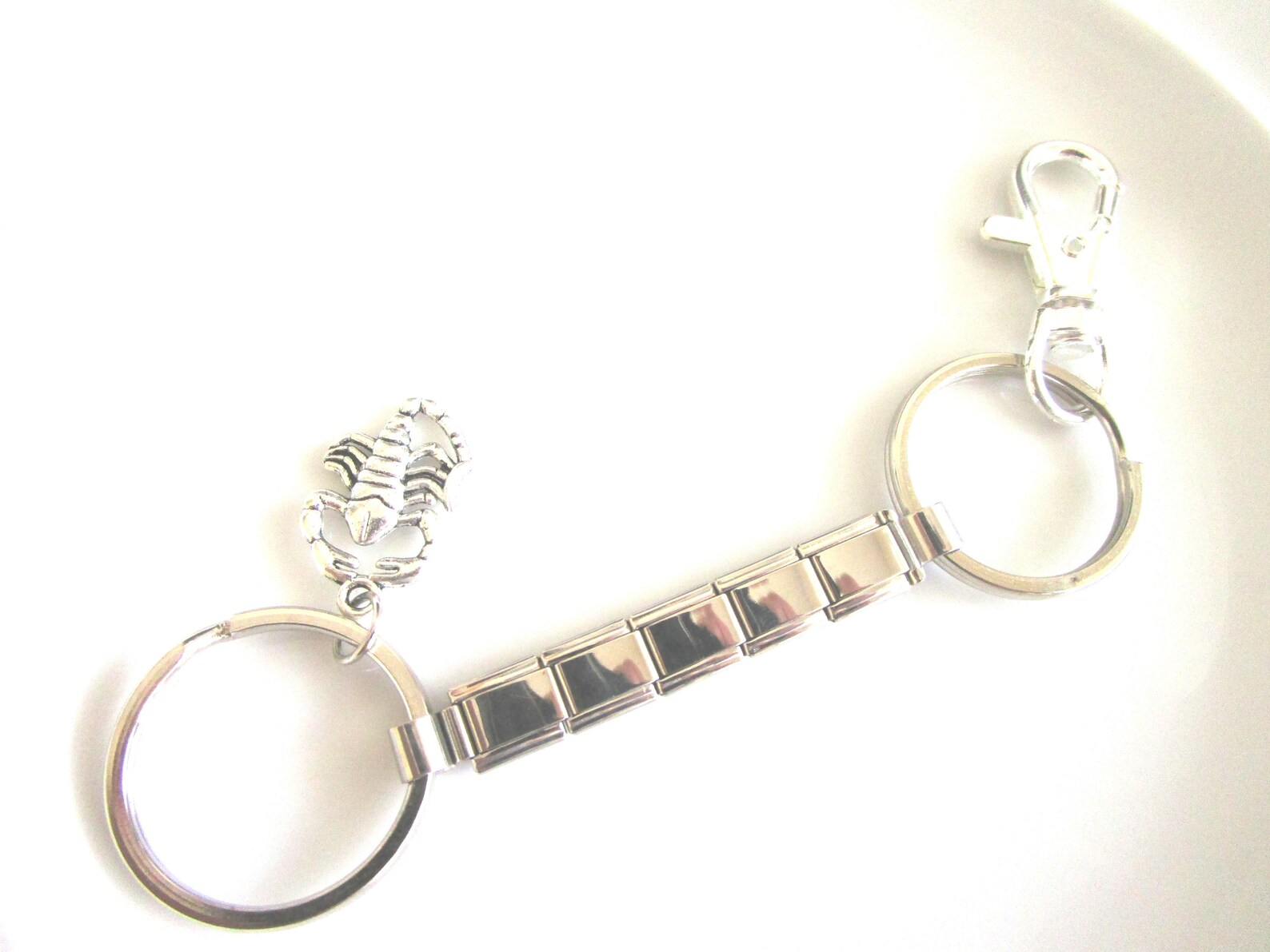 Scorpion Silver Tone Charm Key Chain Square Chain Key Chain - Etsy