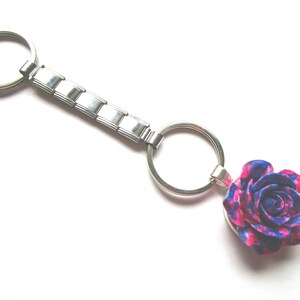 Carved Rose Flower Style Silver Tone Charm Key Chain - Flower Chain Key ...