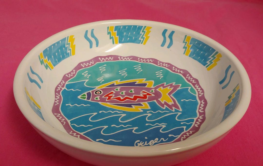 Vintage Chaleur Judith Geiger 1987 Porcelain Signed Painted Fish ...