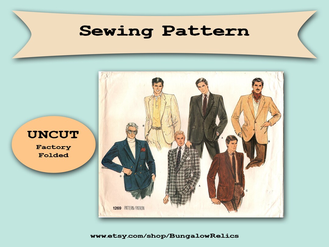 1269 Vogue Vintage Men's Jacket Sewing Pattern Sizes 38 and 46 ...