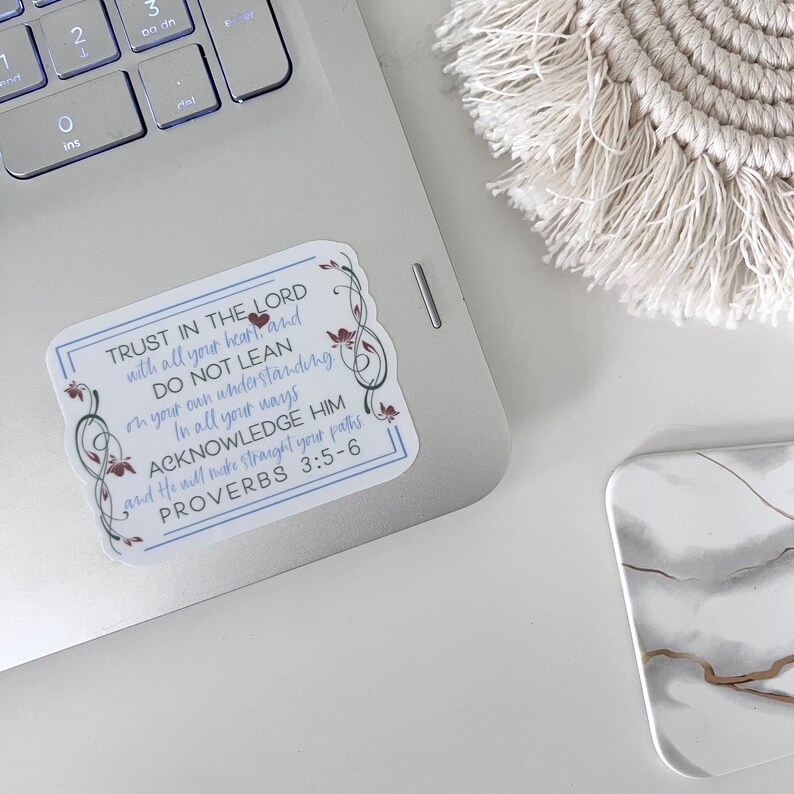 Proverbs 3:5-6 Sticker, Trust in the Lord, Bible Sticker, Matte Sticker ...