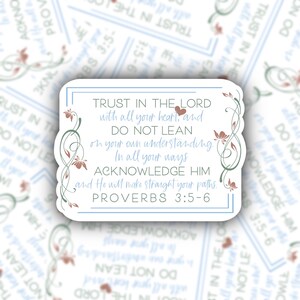 Proverbs 3:5-6 Sticker, Trust in the Lord, Bible Sticker, Matte Sticker ...