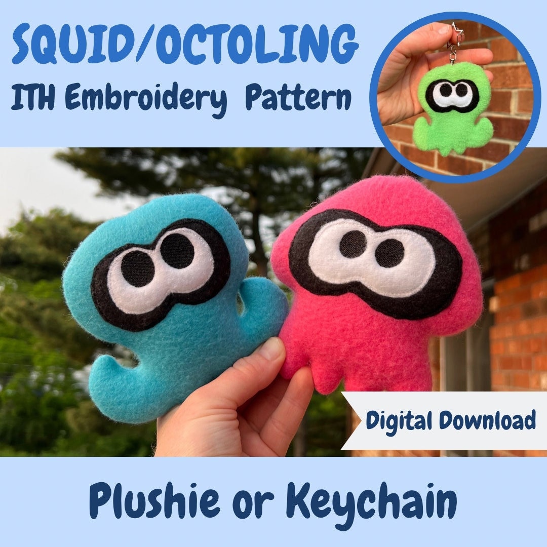 Squid/octoling in the Hoop Embroidery Pattern Splatoon Plushie Keychain ...