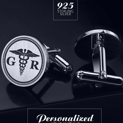 Medical Gift Caduceus Cufflinks Personalized Doctor - Etsy