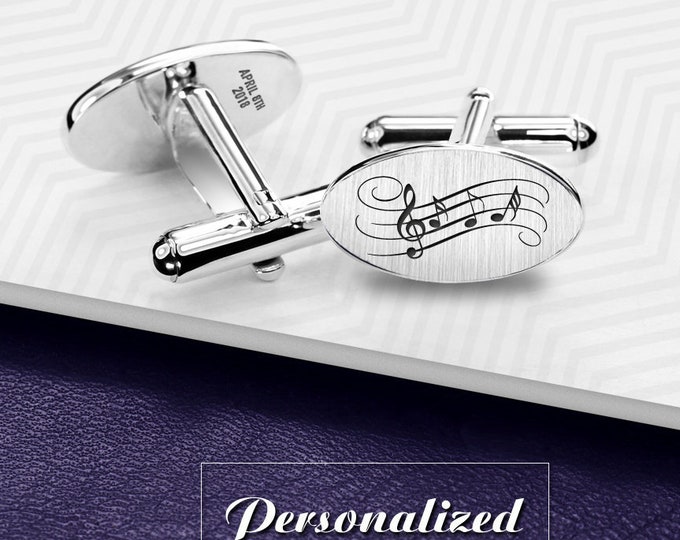 Vintage Sterling Silver Music Note Cufflinks With Red Stones, Marked G ...