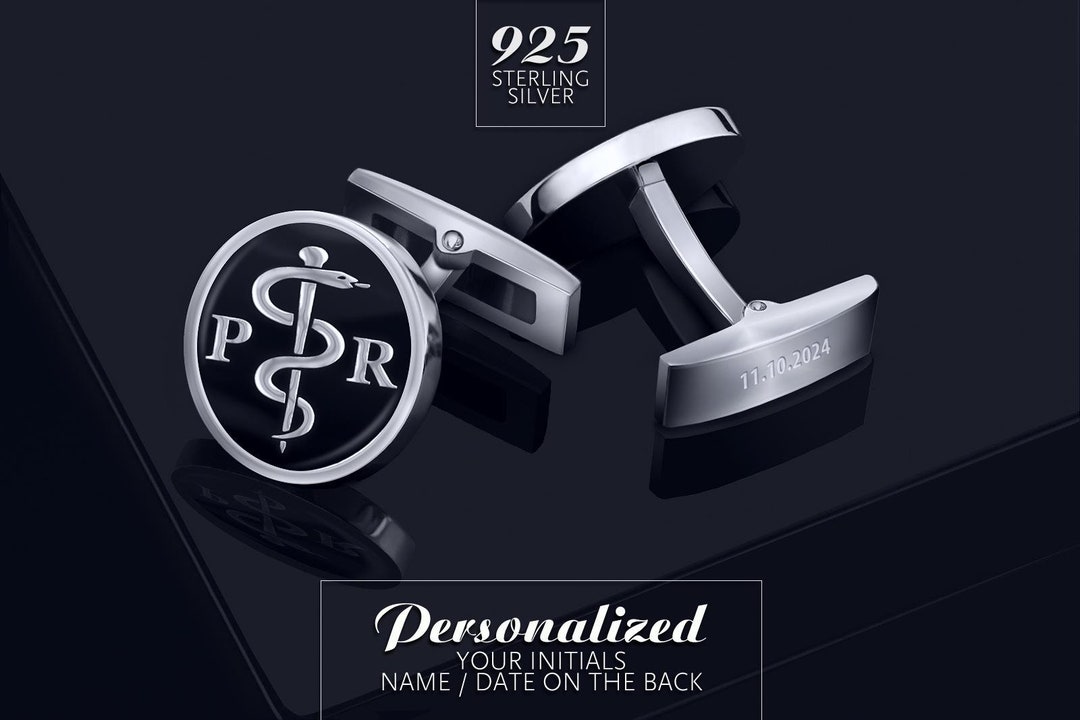 Doctor Cufflinks Staff of Asclepius, Medical Cufflinks Personalized ...