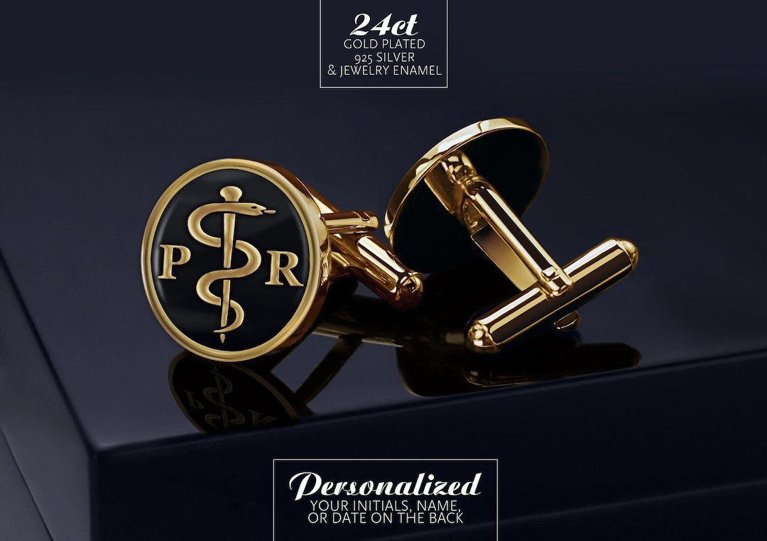 Doctor Cufflinks Staff of Asclepius, Medical Cufflinks Personalized ...