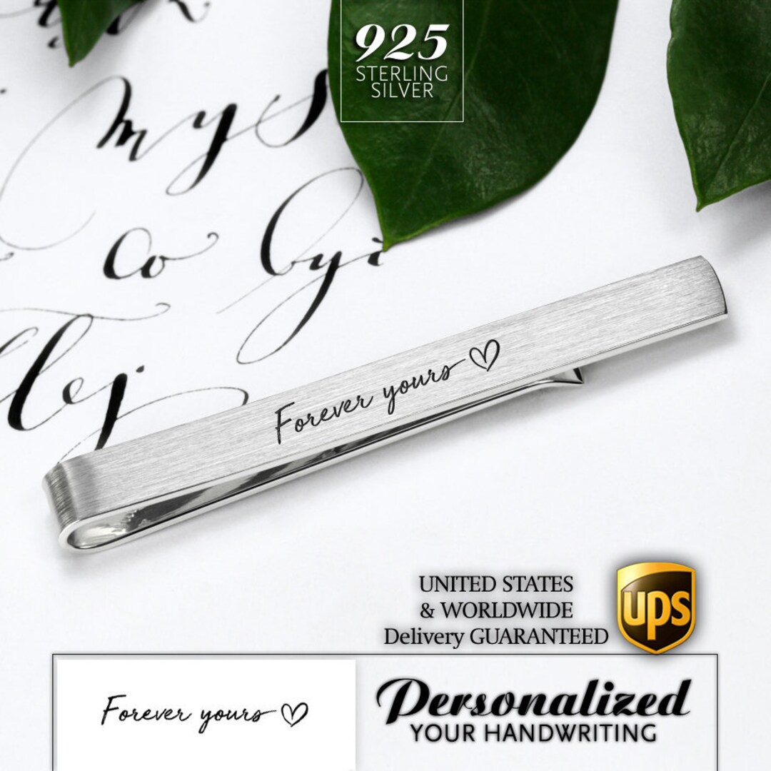 Custom Tie Clip Engraved, Handwriting Tie Clip, Personalized Tie Bar ...