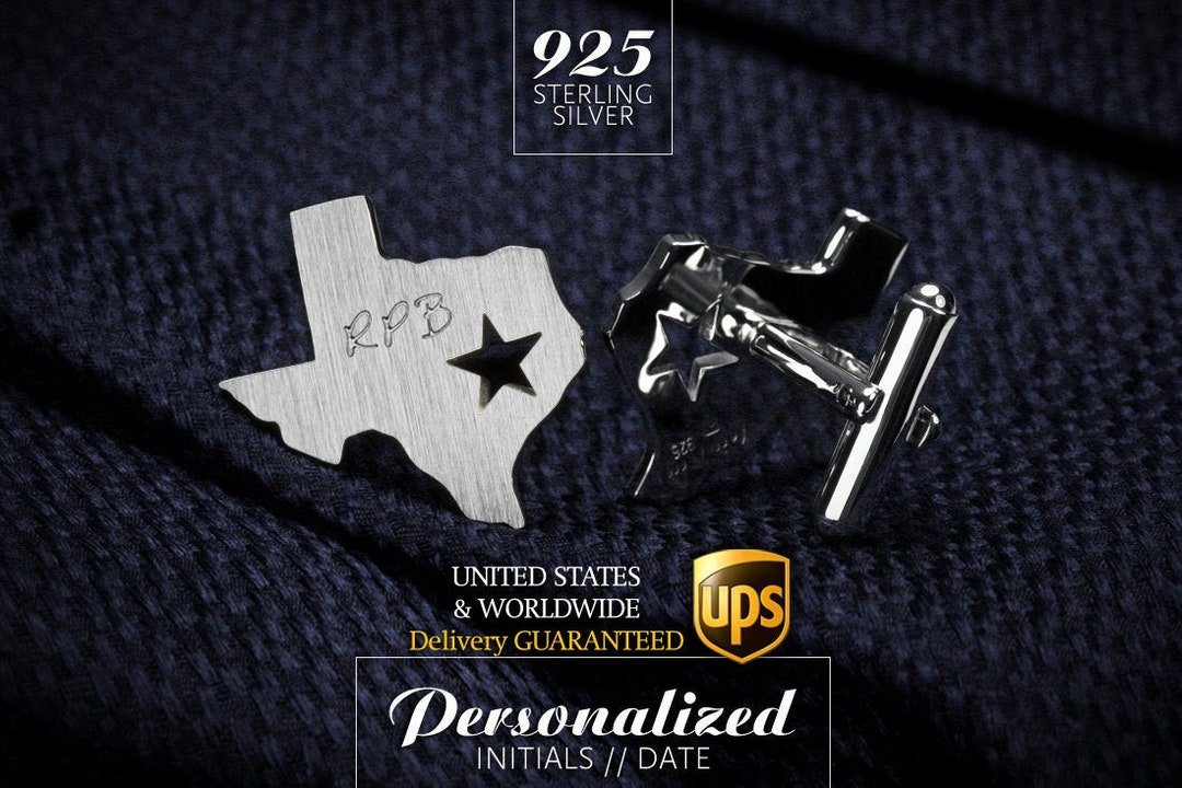 Texas Cufflinks Engraved, State Cufflinks Personalized, Custom ...
