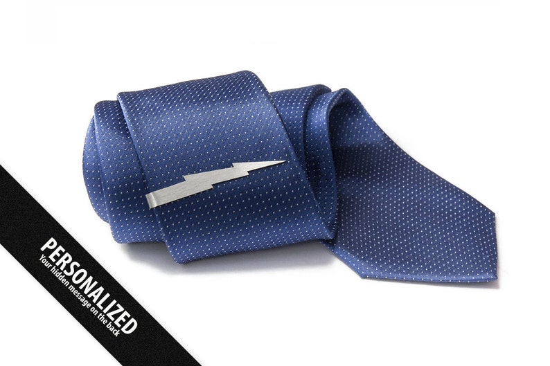 Flash Tie Clip, Sterling Silver Tie Bar Engraved on the Back, Superheo ...