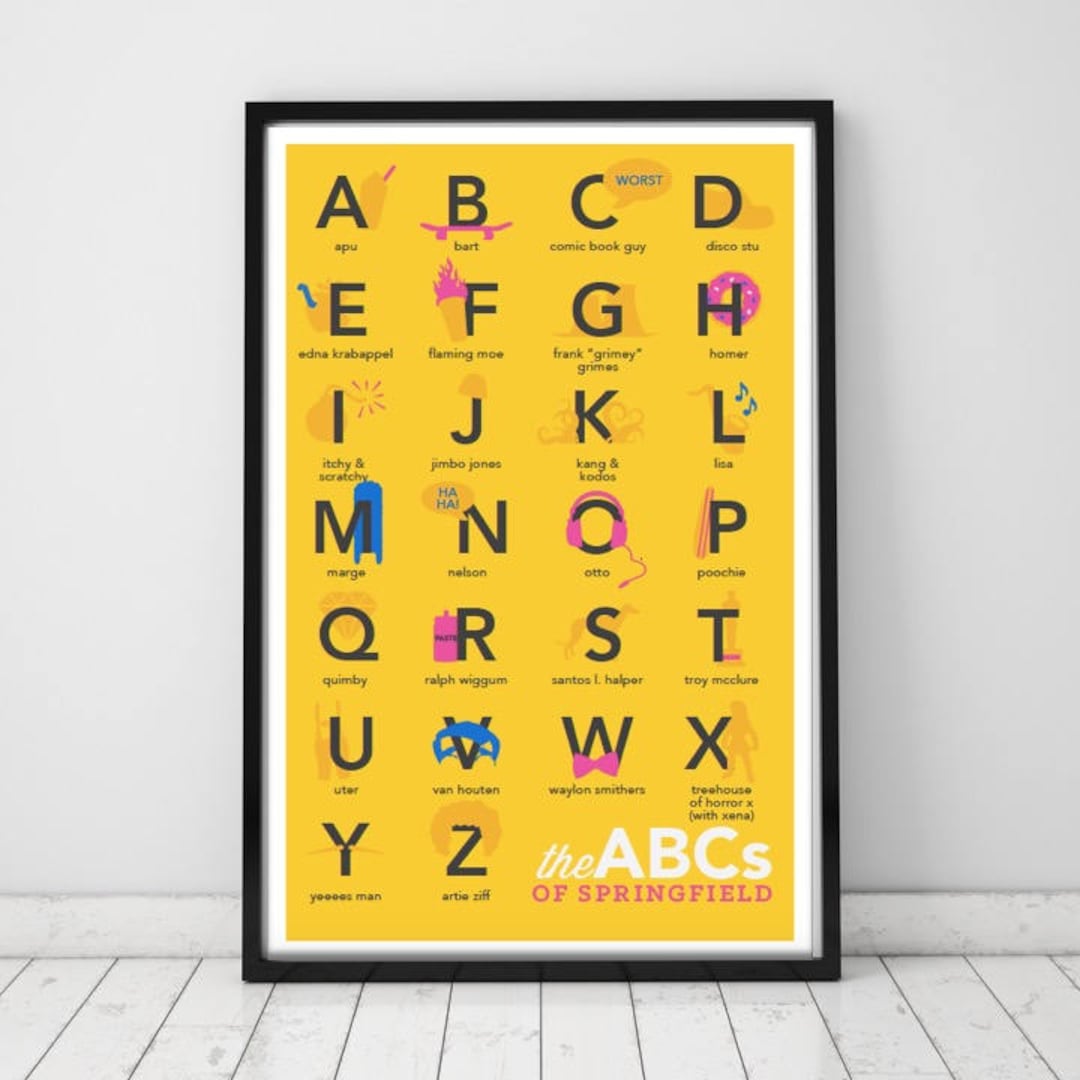 The Simpsons Alphabet Print | Abcs of Springfield Unframed - Etsy