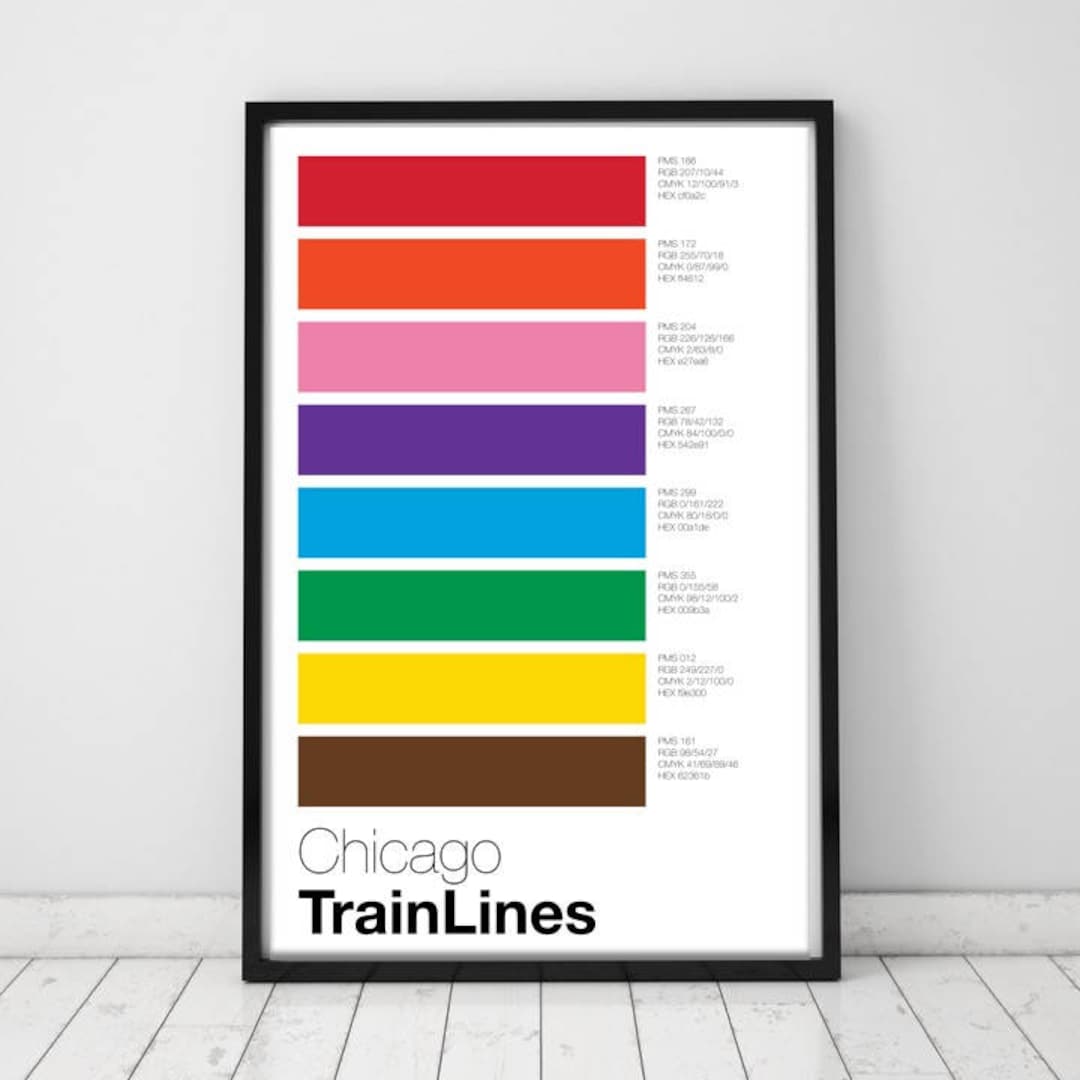 Chicago Trains Color Swatch Unframed Minimalist Print 11x17 - Etsy