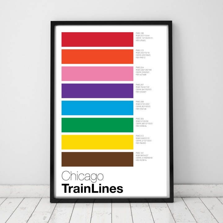 Chicago Trains Color Swatch Unframed Minimalist Print 11x17 - Etsy