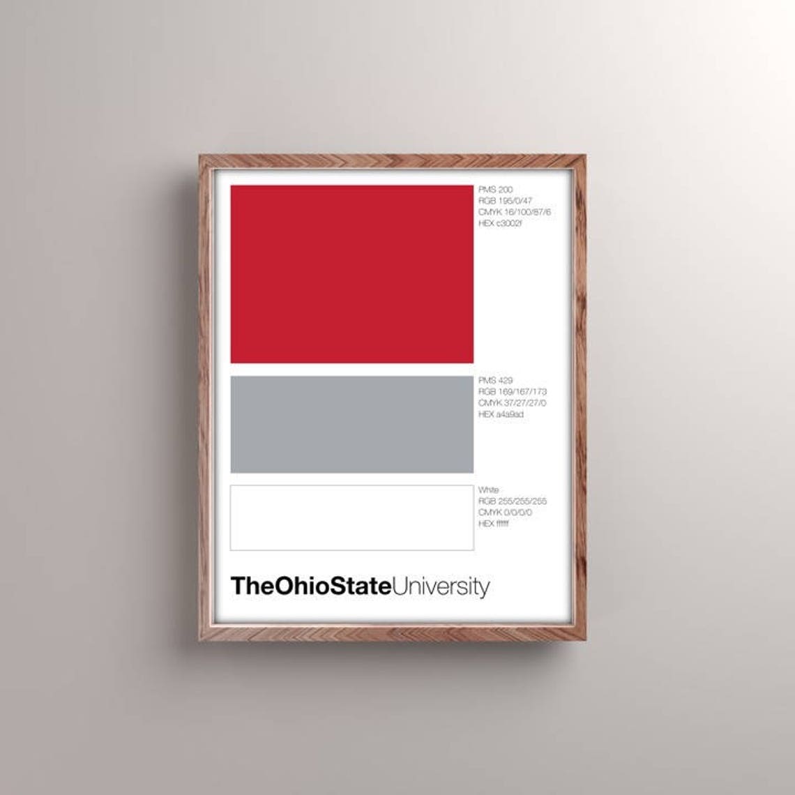 Ohio State Color Swatch Unframed Minimalist Print 11x14 - Etsy