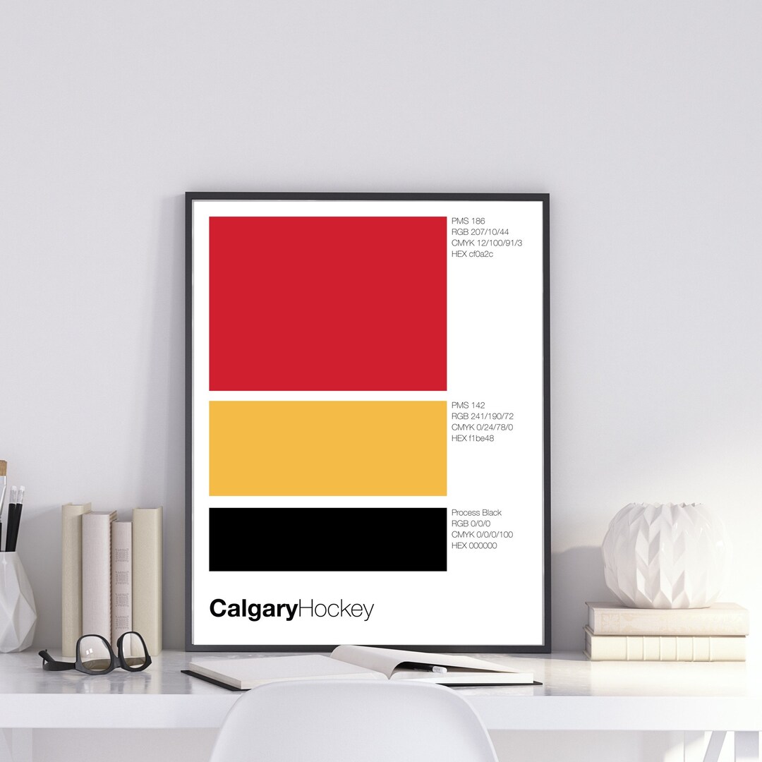 Calgary Hockey Color Swatch Unframed Minimalist Print | 19x26 - Etsy