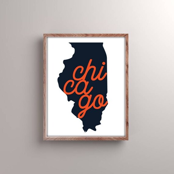 Chicago Stamp Unframed Minimalist Print 11x14 | Etsy