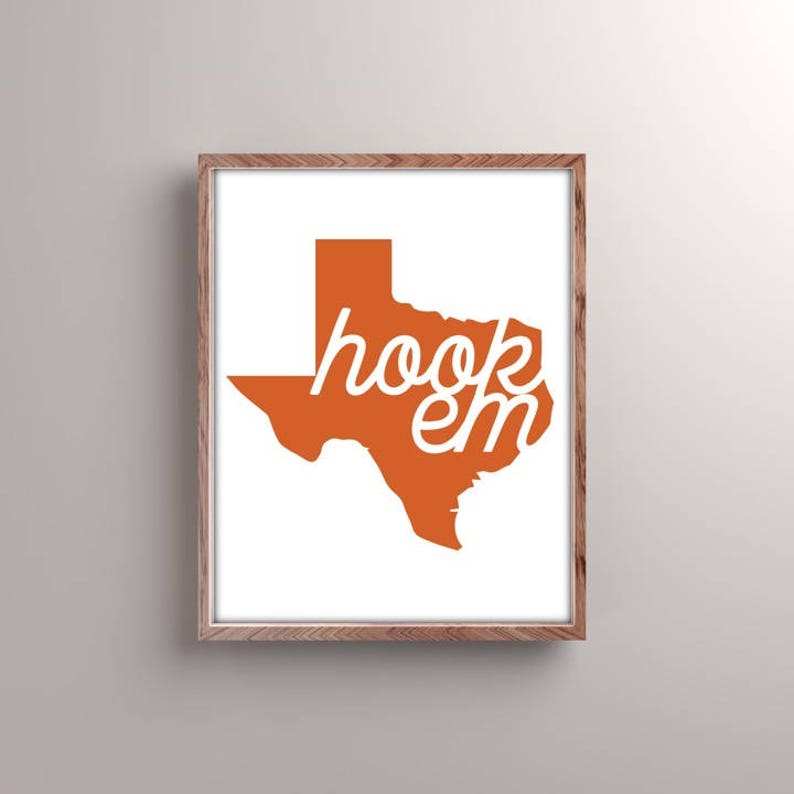 Hook 'em Horns Texas Stamp Unframed Minimalist Print | 11x14 - Etsy
