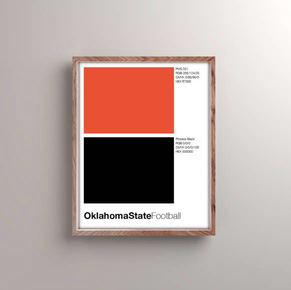 Oklahoma State Color Swatch Unframed Minimalist Print 11x14 - Etsy