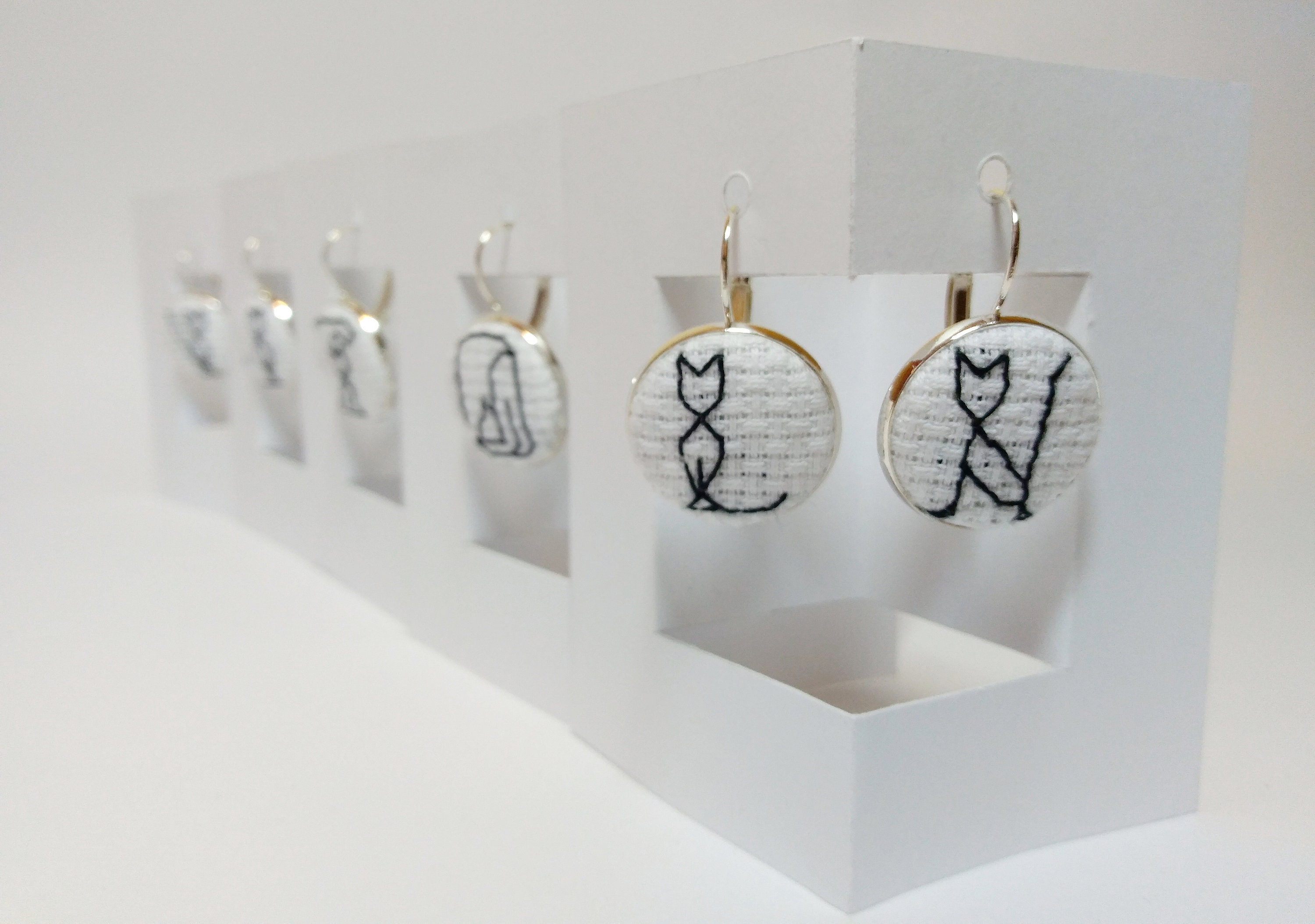 Initials Earrings Cat Lovers Jewelry Personalized Hand - Etsy