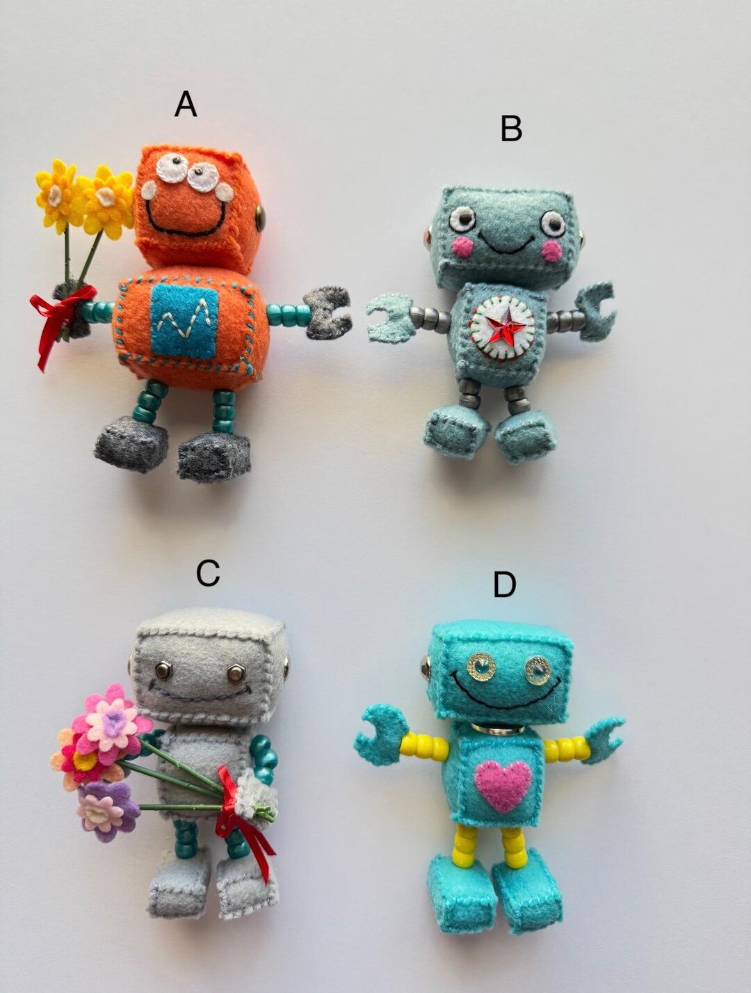 Cute Plush Felt Robots,blue,orange. - Etsy