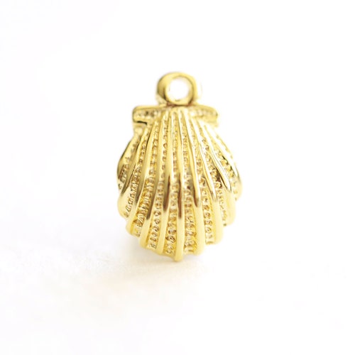 Vermeil Gold Sea Shell Charm 03 18k Gold Over 925 Sterling | Etsy