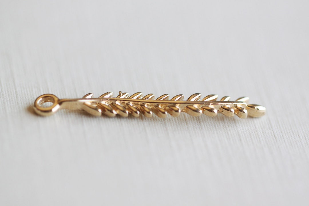 Vermeil Long Fern Leaf Charm - 18k Gold Plated Over Sterling Silver ...