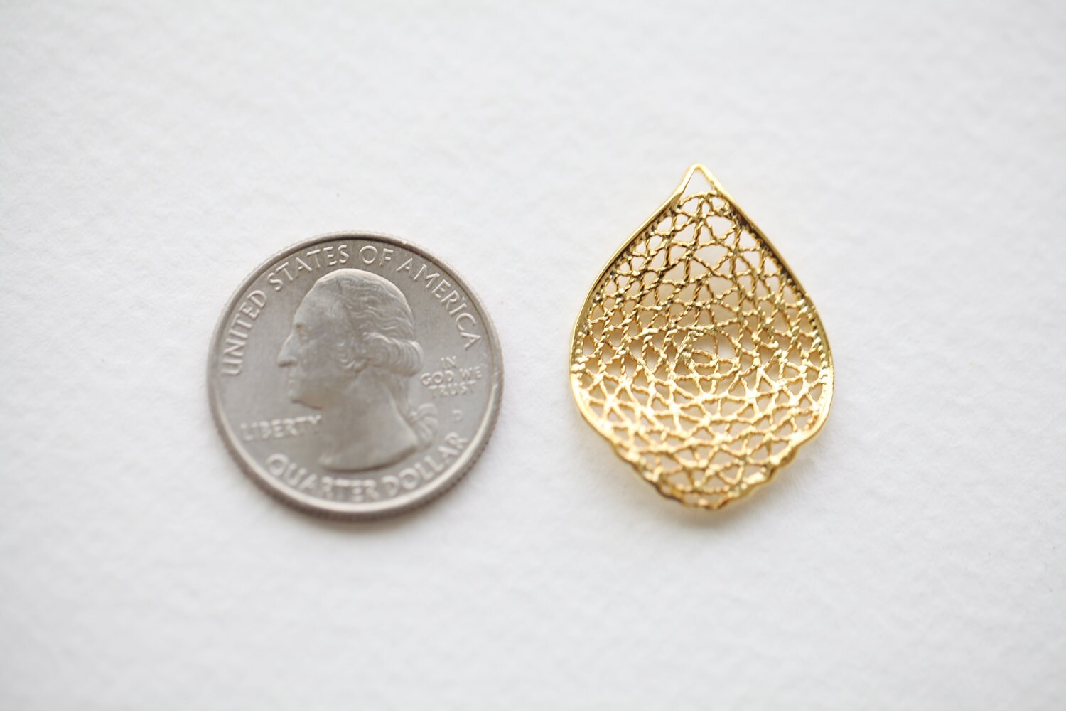 Vermeil Gold Leaf Shaped Earrings or Necklace Filigree Findings - 18k ...