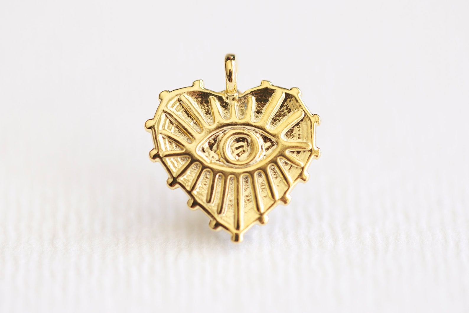Evil Eye Spiky Heart Charm - 18k Gold Plated Vermeil or Sterling Silver ...