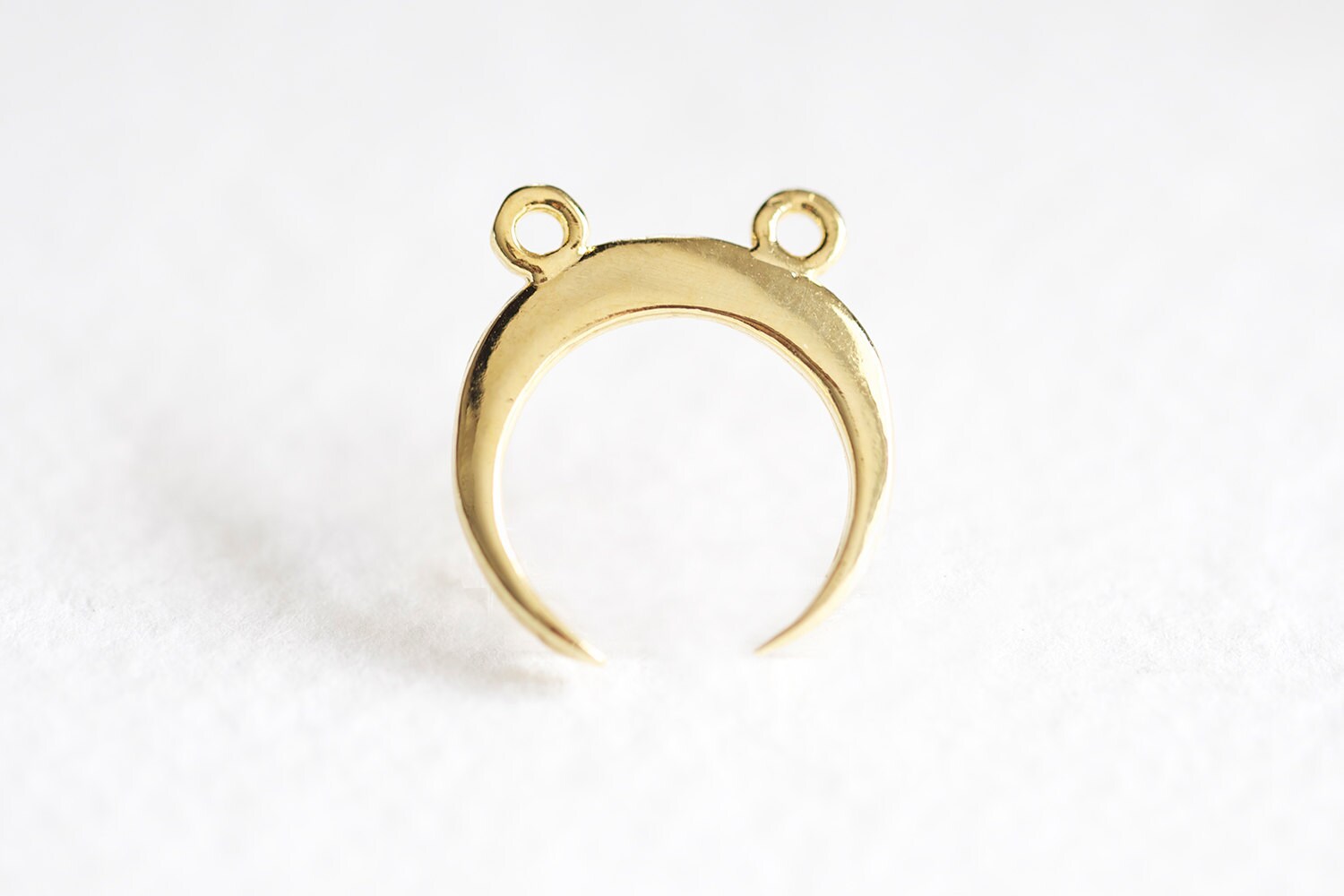 Shiny Vermeil Gold Crescent Moon Horn Connector Charm 18k | Etsy