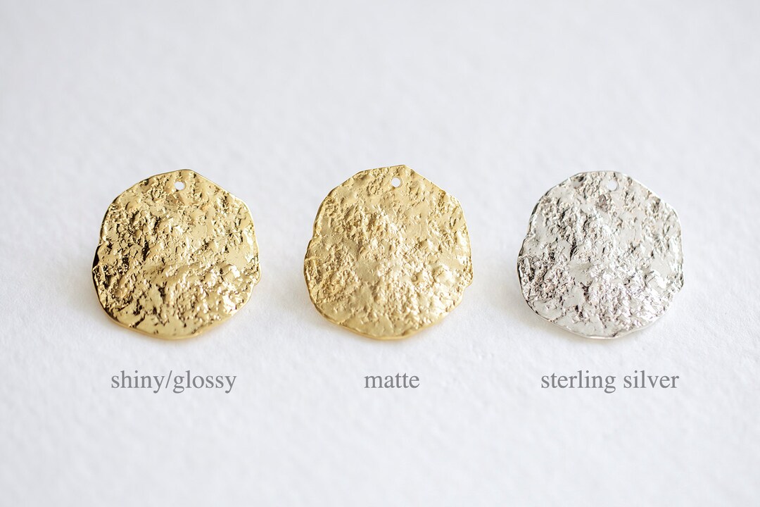 Vermeil Glossy Gold, Matte Gold or Sterling Silver Irregular Wavy Round ...