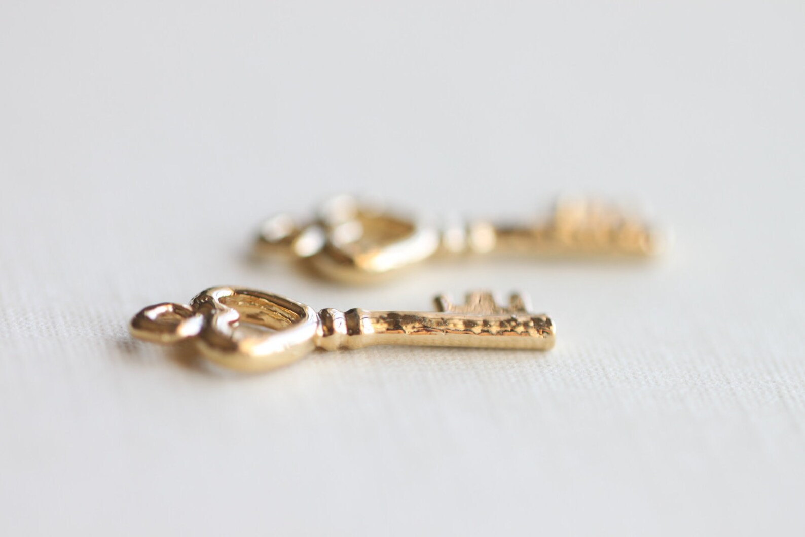 Shiny Vermeil Gold Heart Key - 2pcs 18k Gold Plated Over Sterling ...