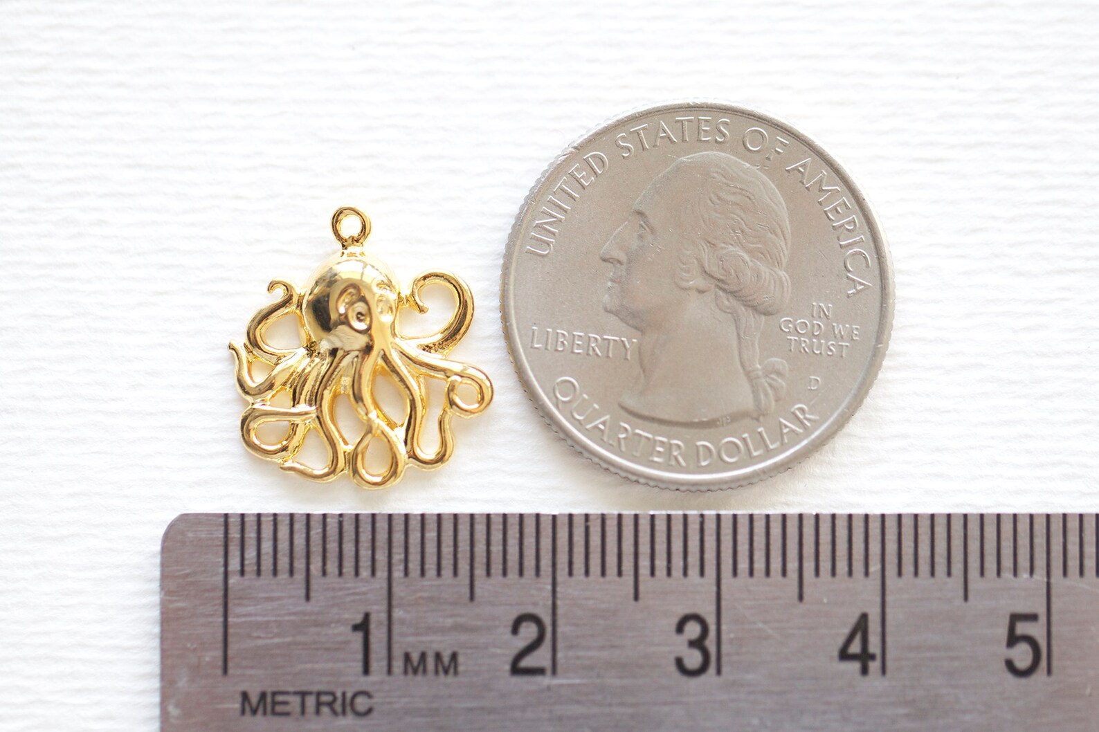 Vermeil Gold Octopus Charm - 18k Gold Plated Over 925 Sterling Silver ...