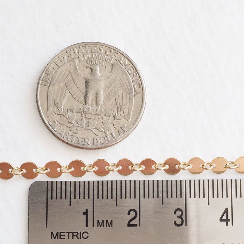 14k Rose Gold Filled Round Disc Circle Chain 1 Foot 14k Rgf - Etsy