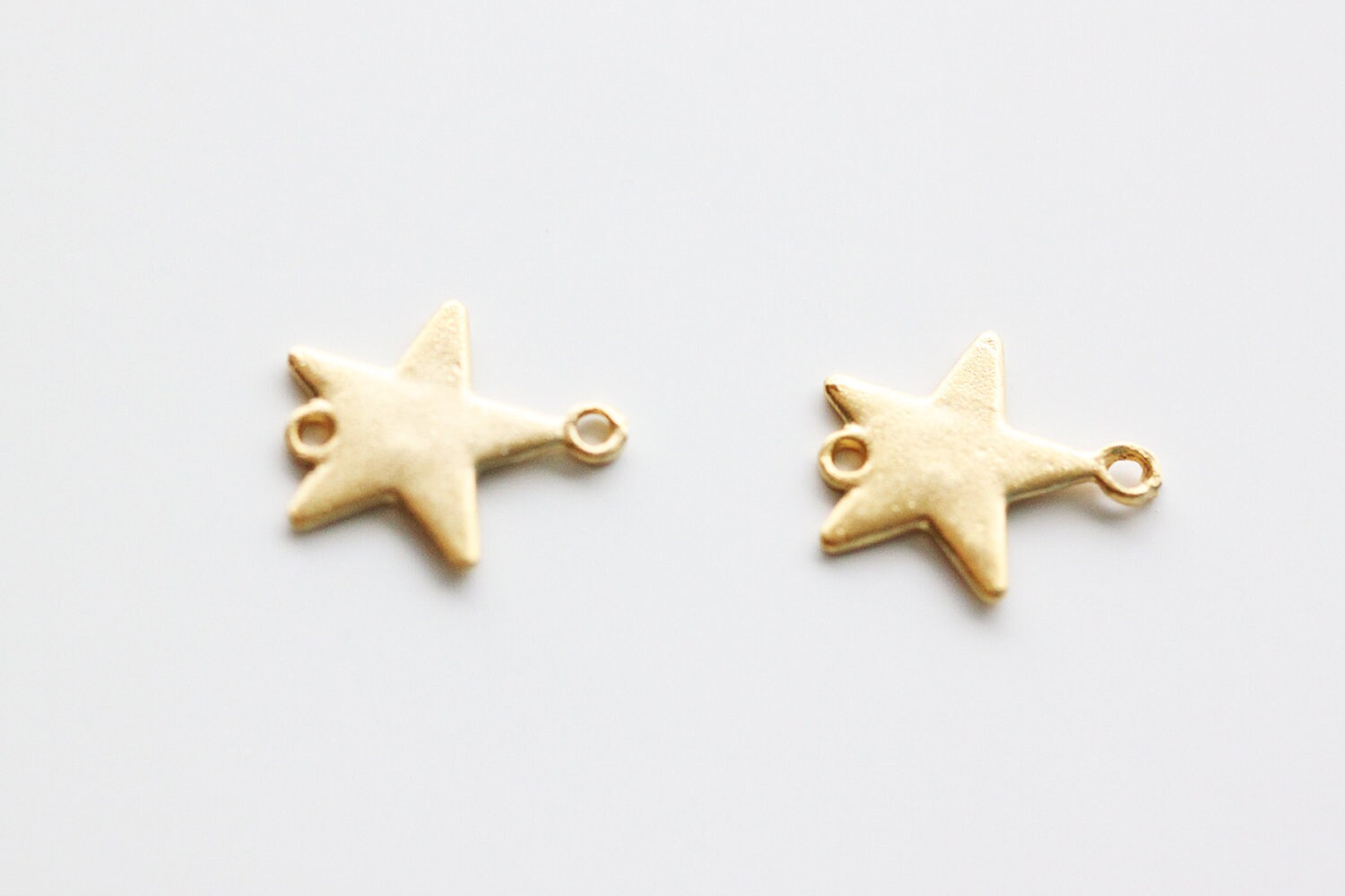 Matte Gold Star Connector 01 - Vermeil Gold Link Charms, 11mm, Matte ...