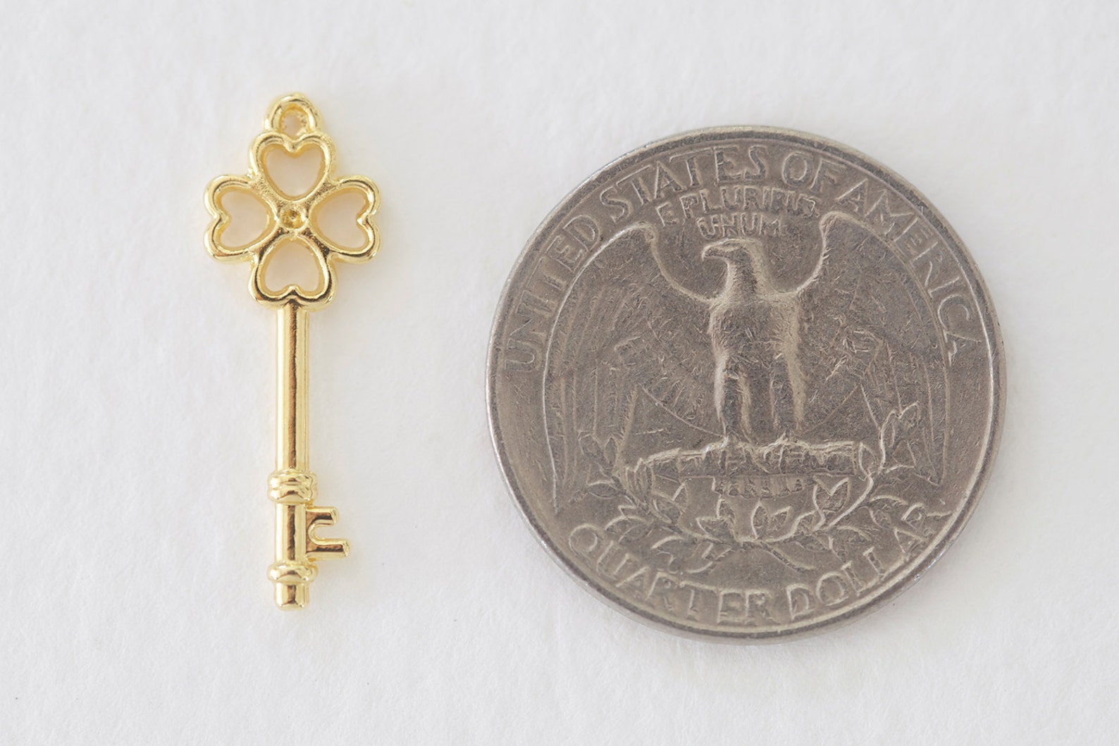 Gold Four Leaf Clover Key Charm Vermeil Gold Lucky - Etsy
