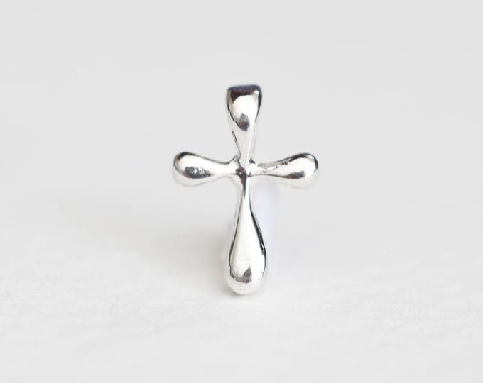 Sterling Silver Small Chubby Cross Pendant Charm - 925 Silver ...