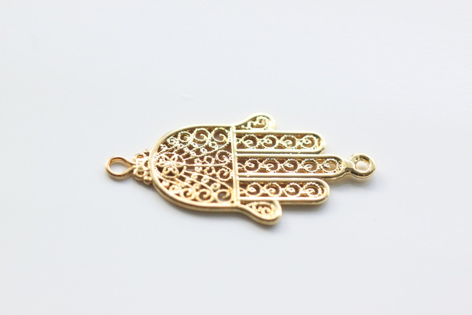 Large Vermeil Hamsa Hand Connector Gold Plated Over Sterling Silver 1 ...
