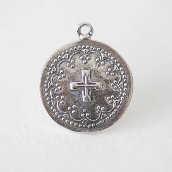 Round Cross Pendant - Etsy