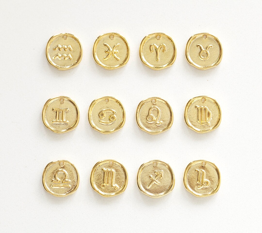 13mm Zodiac Sign Circle Disc Charm - Astrological Birthday Horoscope ...