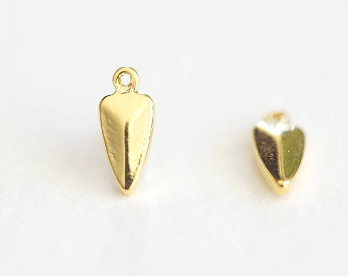 Vermeil Gold Tiny Shield Beads Gold Arrowhead Charms Dainty - Etsy
