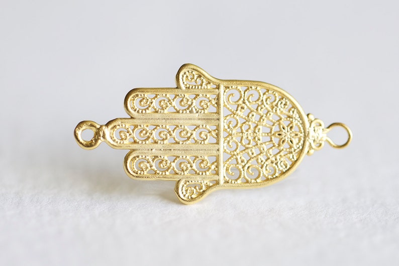 Large Matte Vermeil Gold Hamsa Hand Connector - Gold Plated Over ...
