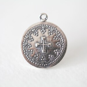 Sterling Silver Round Cross Pendant - Lightly Oxidized 925 Sterling ...