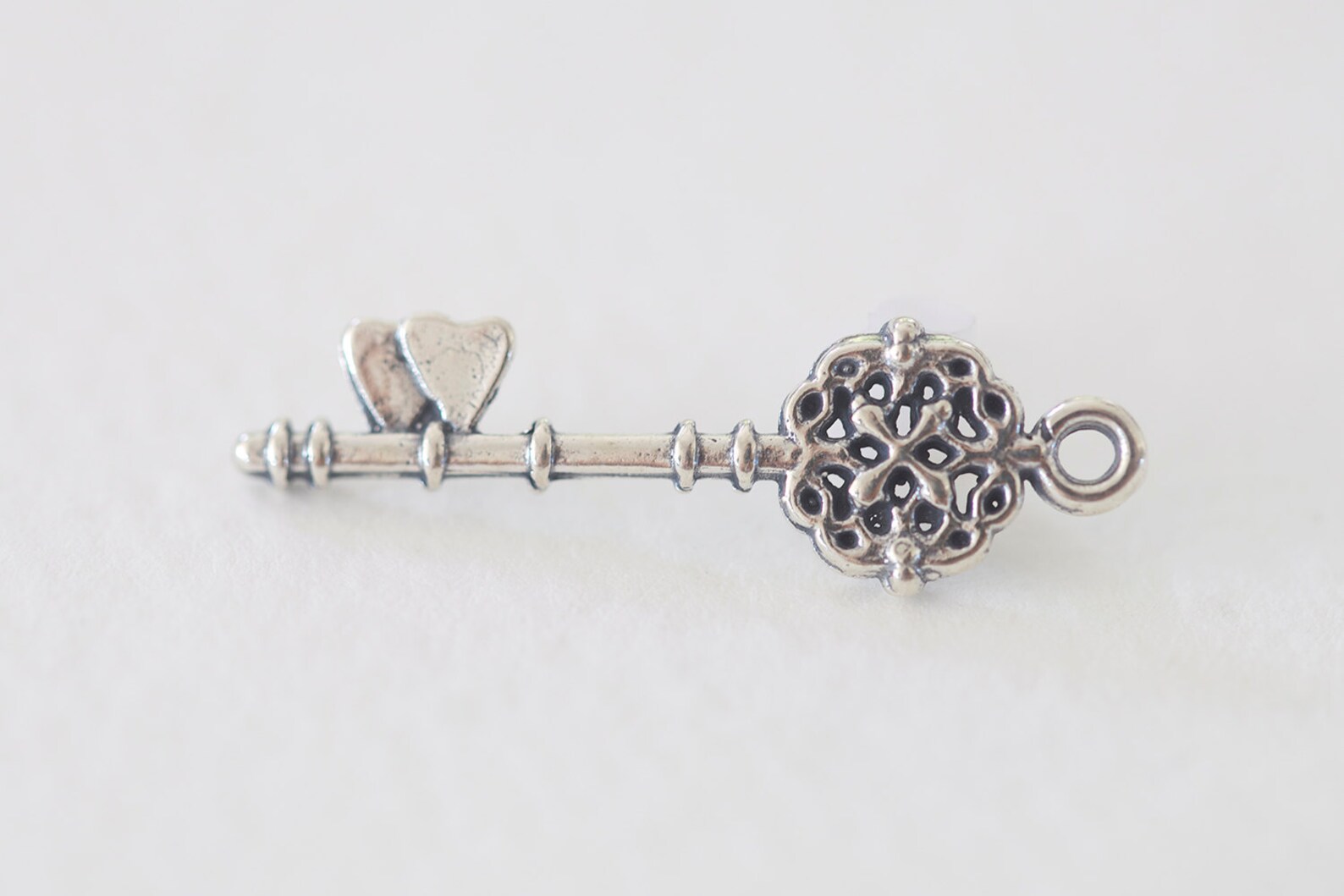 Sterling Silver Small Filigree Key Charm 925 Silver Key With - Etsy