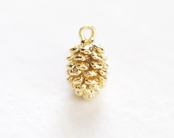 Vermeil Gold Pinecone Charm 18k Gold Over 925 Sterling Silver, Small ...